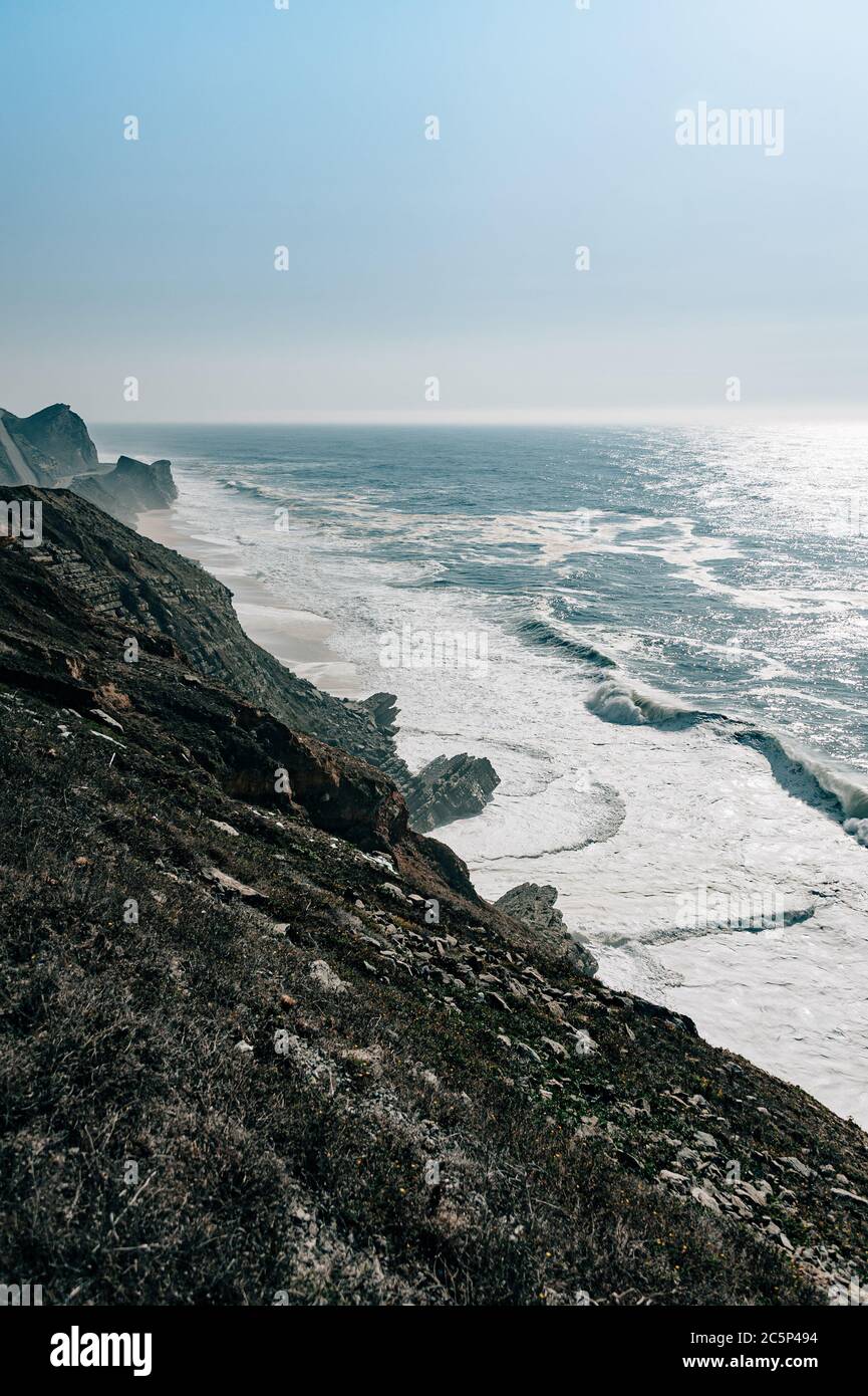 Praia de Quiaios beach on the approach to Cabo Mondego, Murtinheira ...