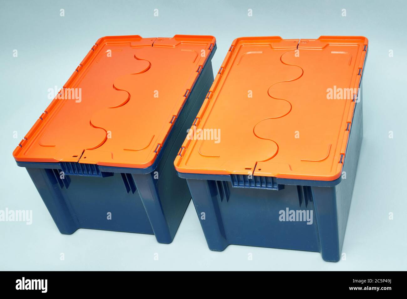 Plastic storage boxes. Boxes for the delivery of products. Orderly ...