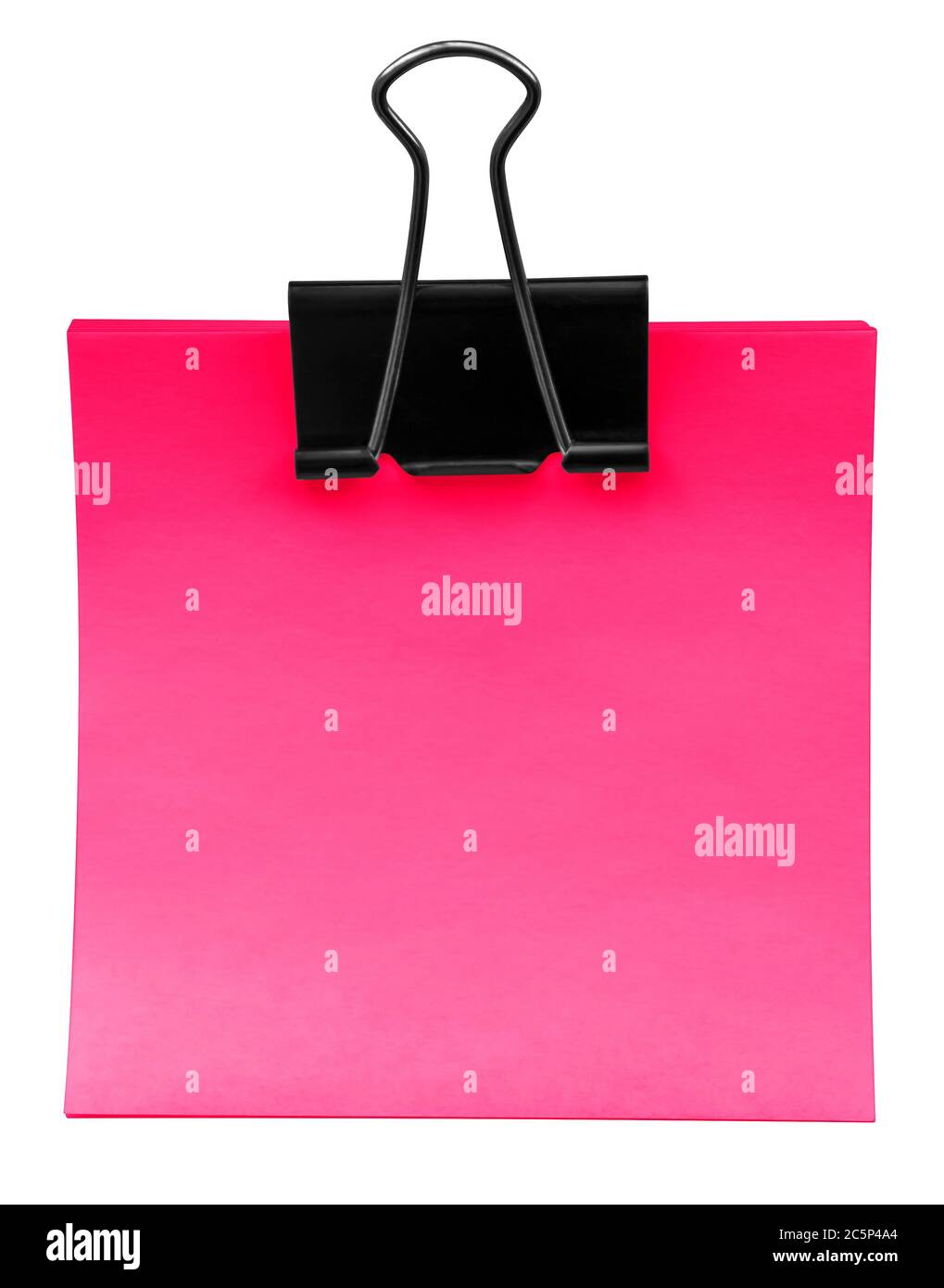 A block of pink notepads with clip, isolated on white. Clipping path ...