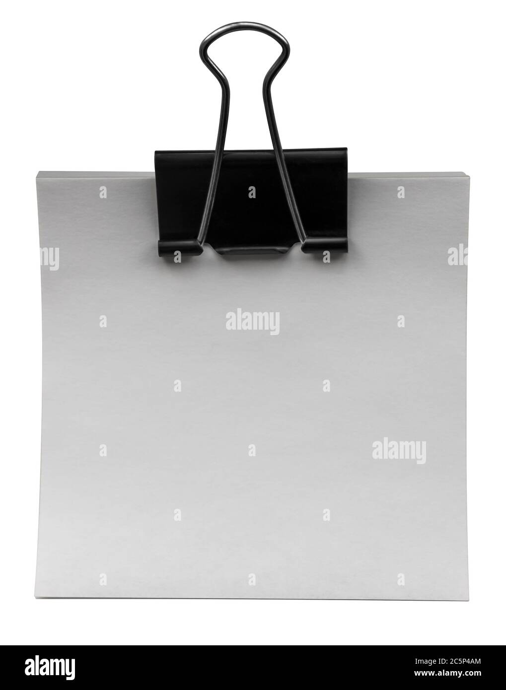 A block of white notepads with clip, isolated on white. Clipping path ...