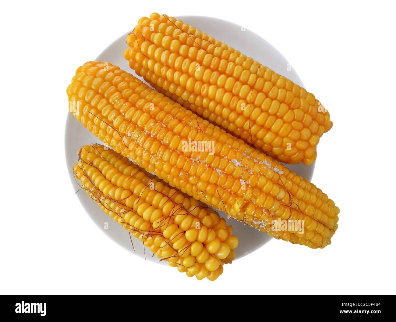 Boiled corn cobs isolated on white background. Clipping path included ...