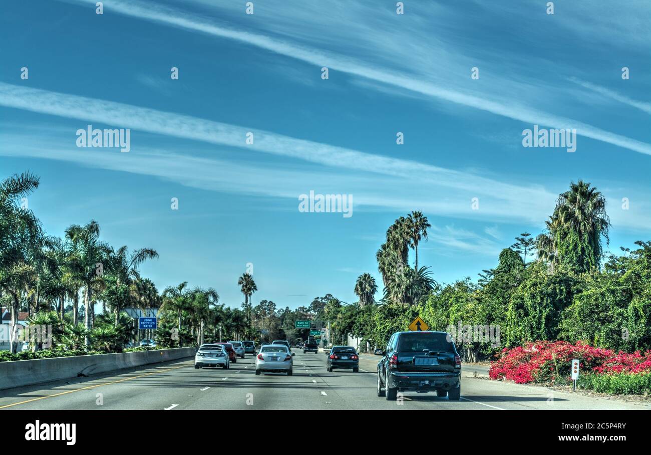 Traffic on 101 freeway northbound in Los Angeles, California Stock ...