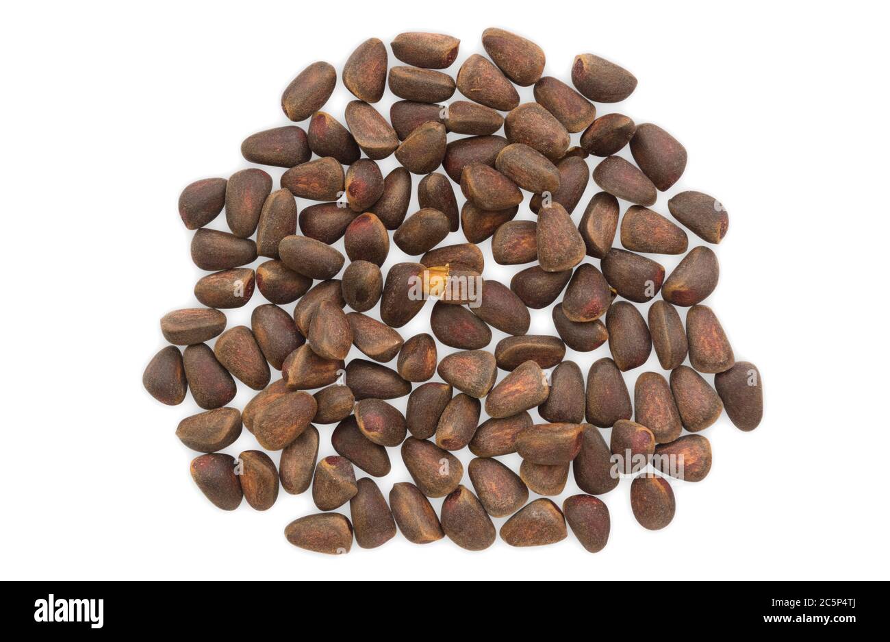Unpeeled cedar nuts isolated on white background. Clipping path ...