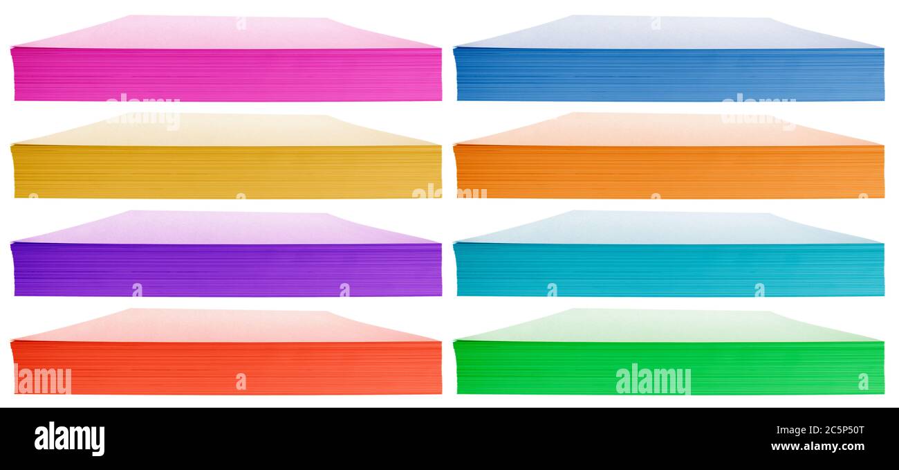 Stack of colorful paper sheets isolated on white Stock Photo - Alamy