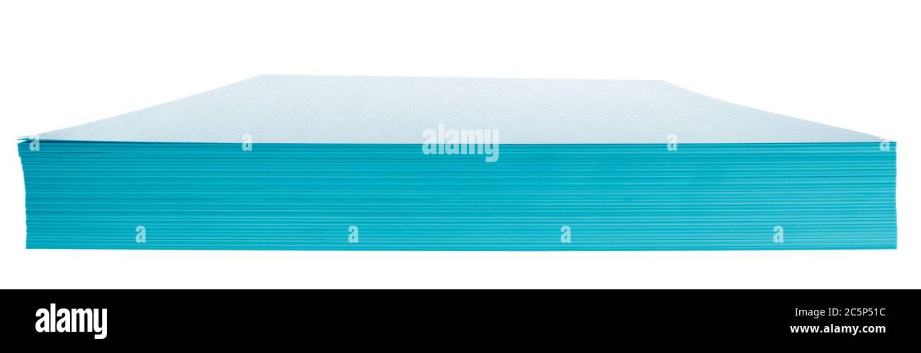 Stack of light blue paper sheets isolated on white with Clipping Path ...