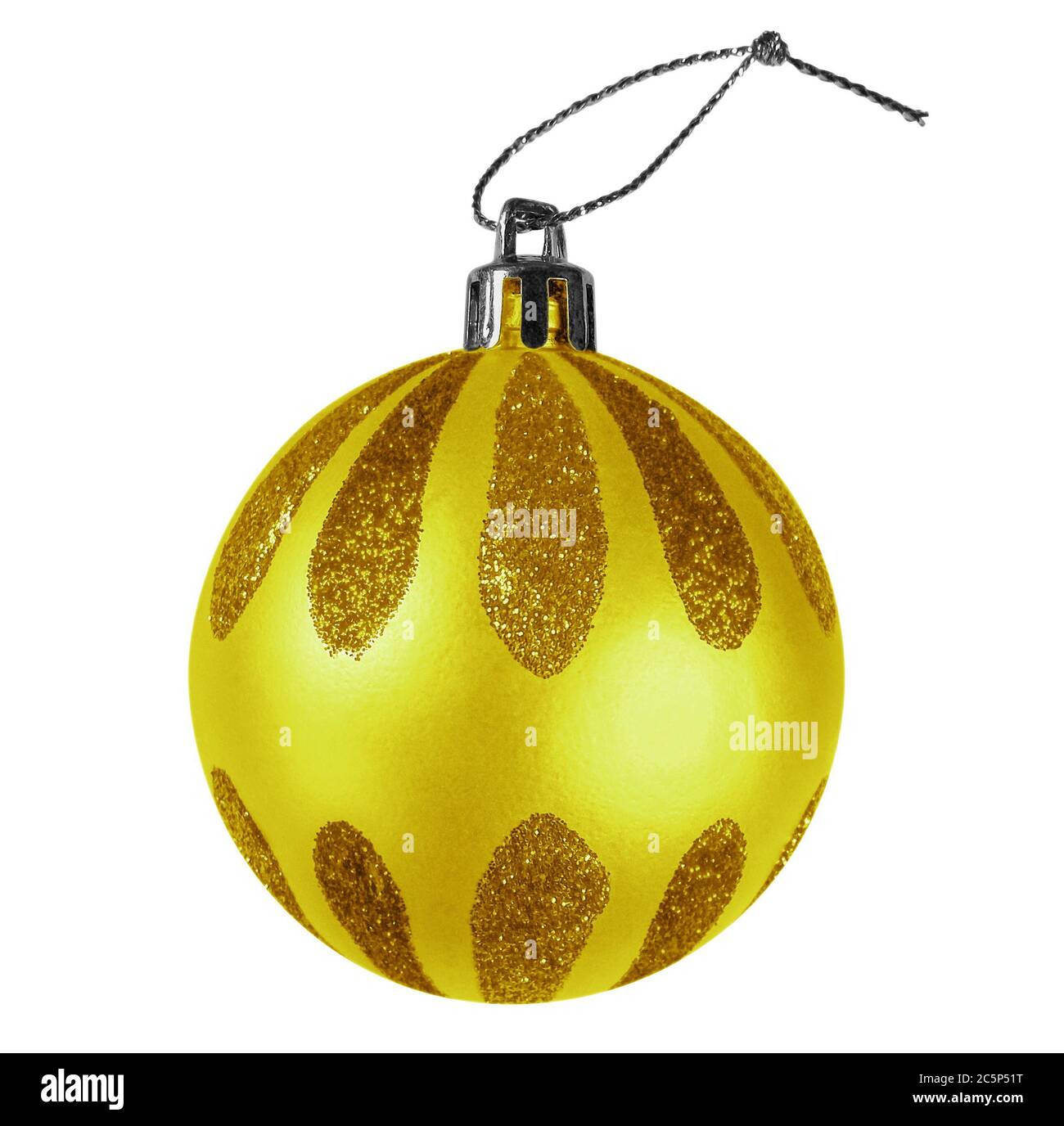 Yellow Christmas New Year bauble isolated on white. Clipping Path ...