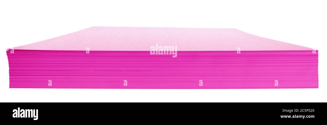 Stack of pink paper sheets isolated on white with Clipping Path Stock ...