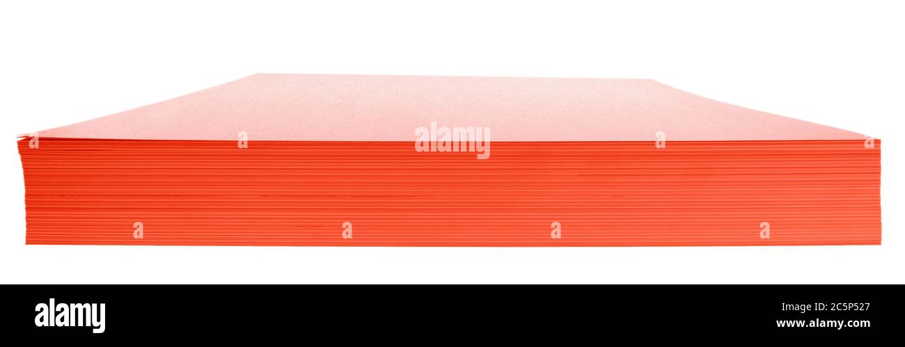 Stack of red paper sheets isolated on white with Clipping Path Stock ...