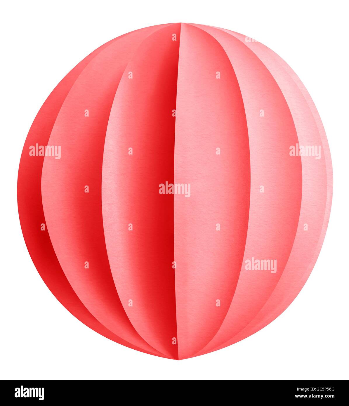 Red Christmas paper ball isolated on white. Clipping path included ...