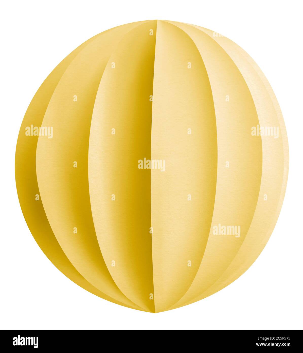 Yellow Christmas paper ball isolated on white. Clipping path included ...