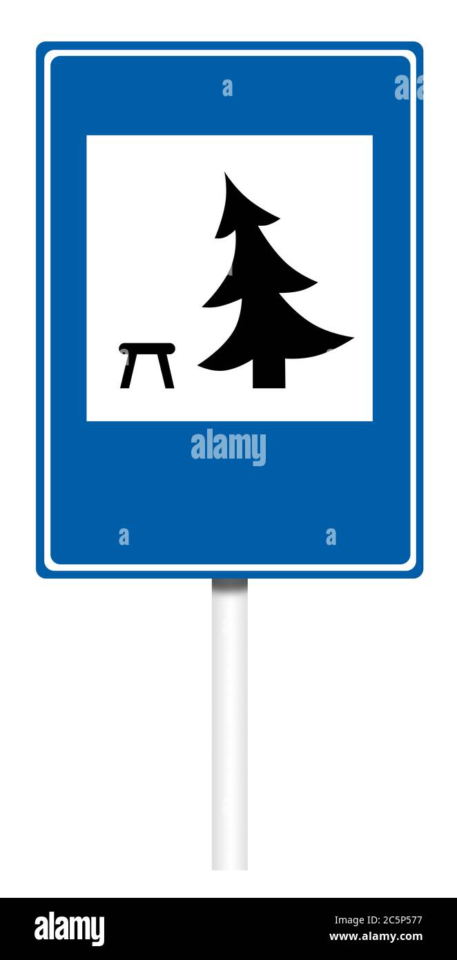 Informative sign isolated on white, illustration - Picnic site Stock ...