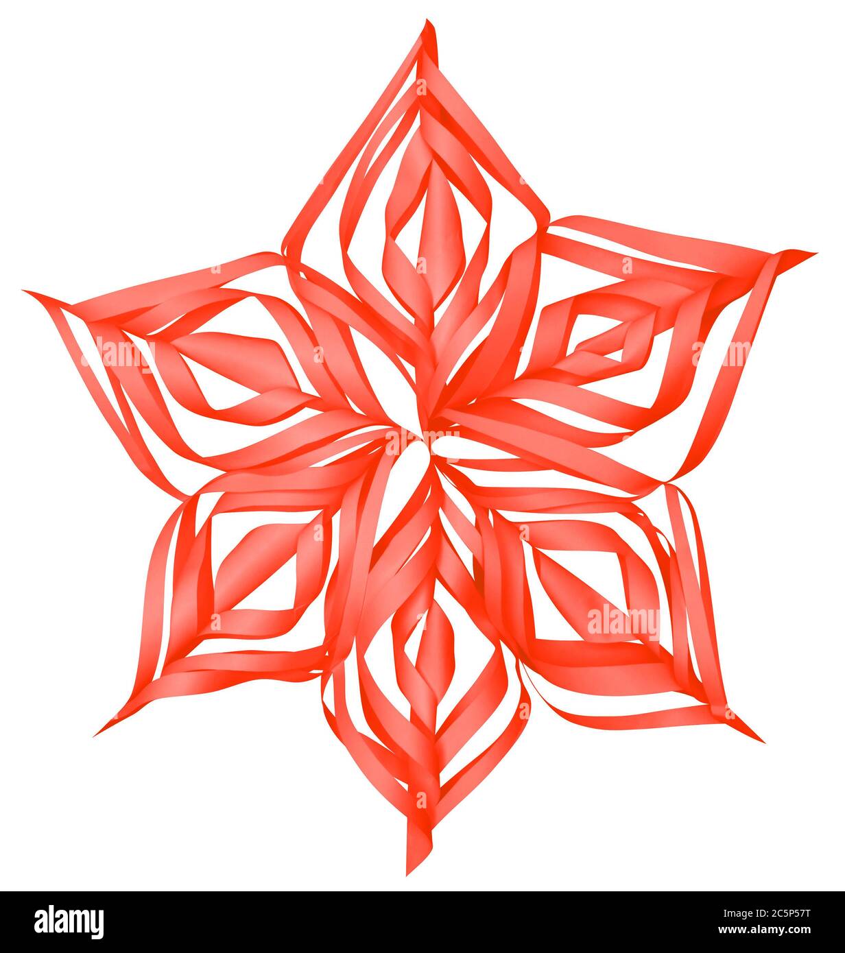 Christmas red paper snowflake isolated on a white background. Clipping ...