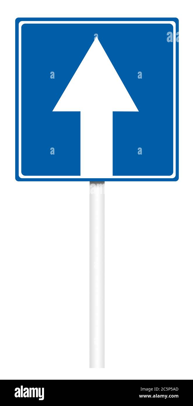 Informative sign isolated on white, illustration - Road with one-way ...