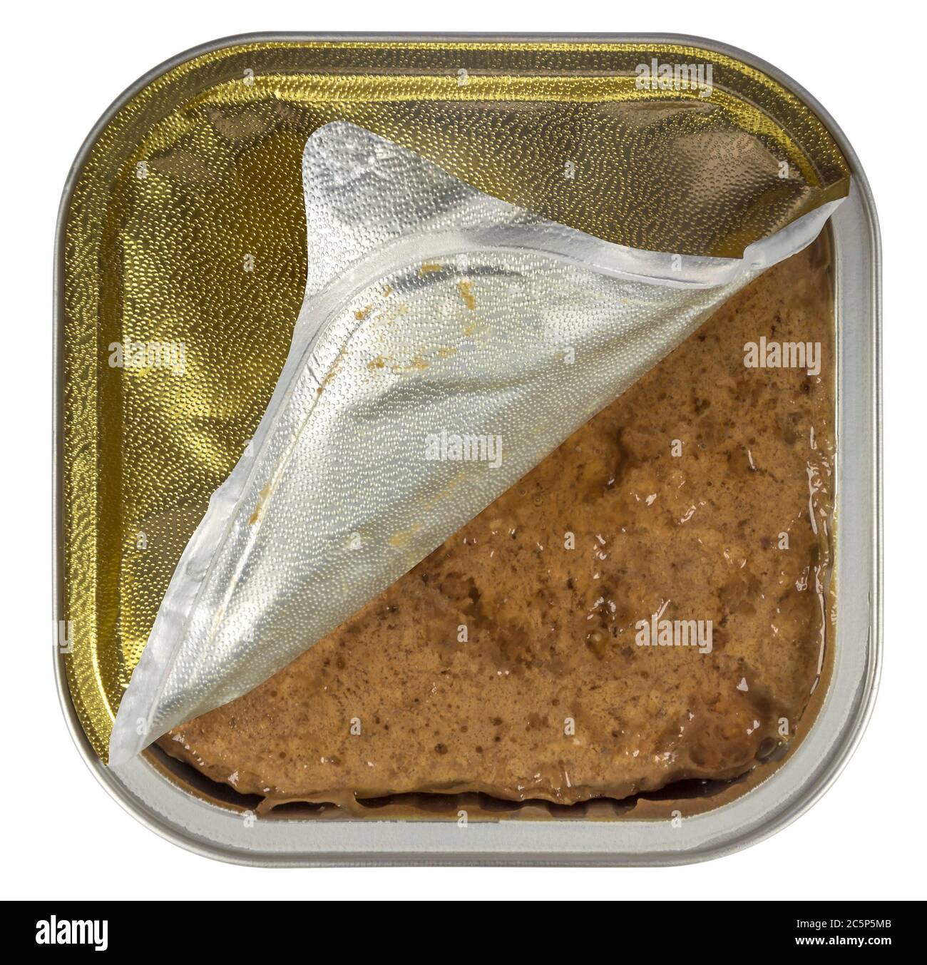 Opened tin can preserve isolated on white. Clipping path included Stock ...