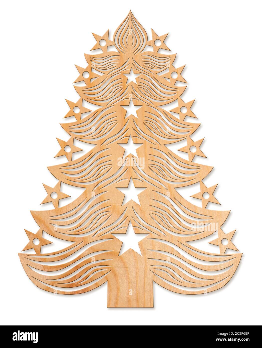 Wooden Christmas tree with shadow on white background Stock Photo - Alamy