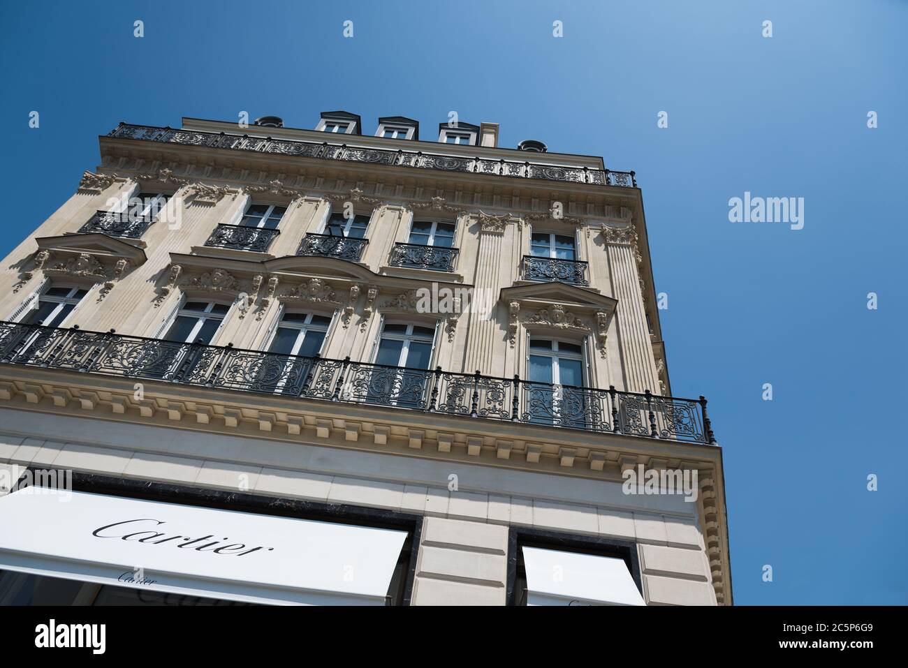 Paris, France - July 06, 2018: Cartier store in world famous Champs ...