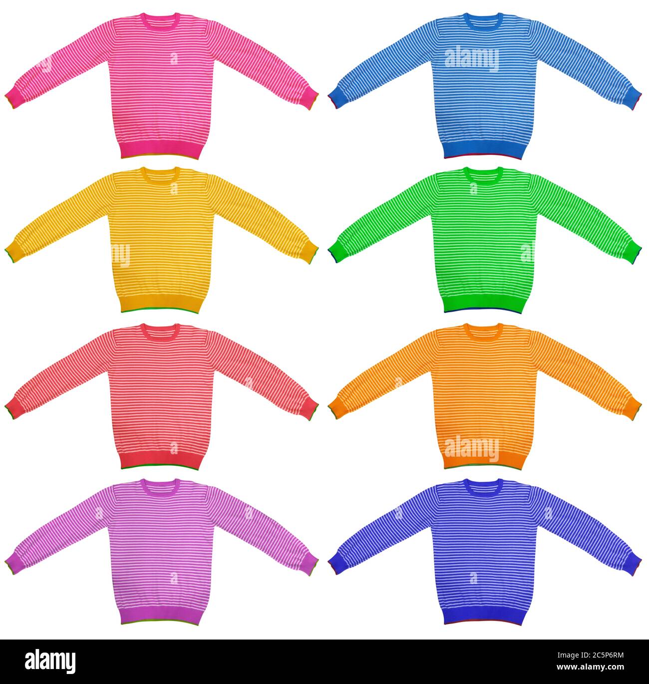 Colorful striped long sleeve t-shirt isolated on white Stock Photo - Alamy