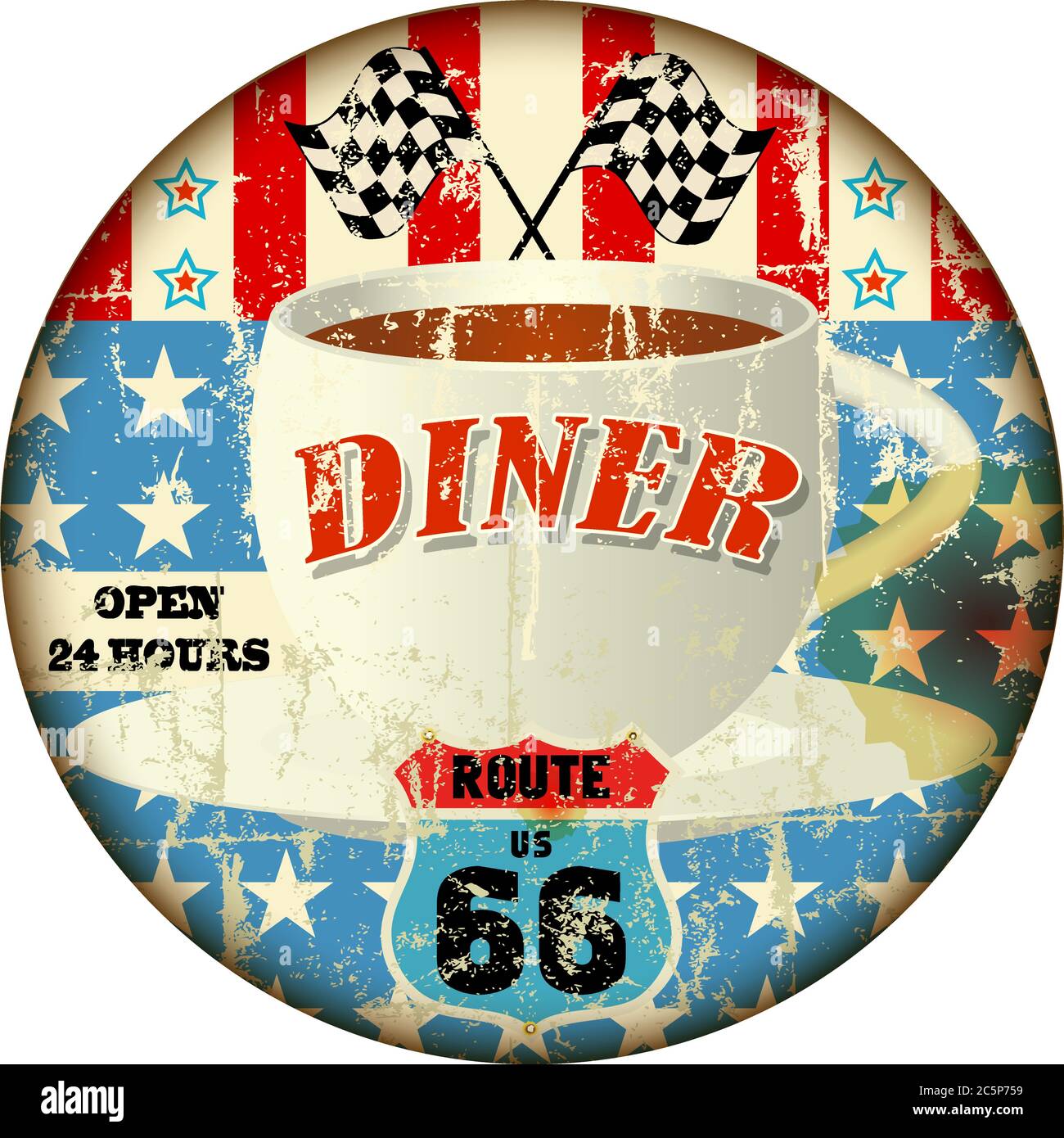 Vintage route 66 diner sign,old fast food restaurant advertsing sign ...