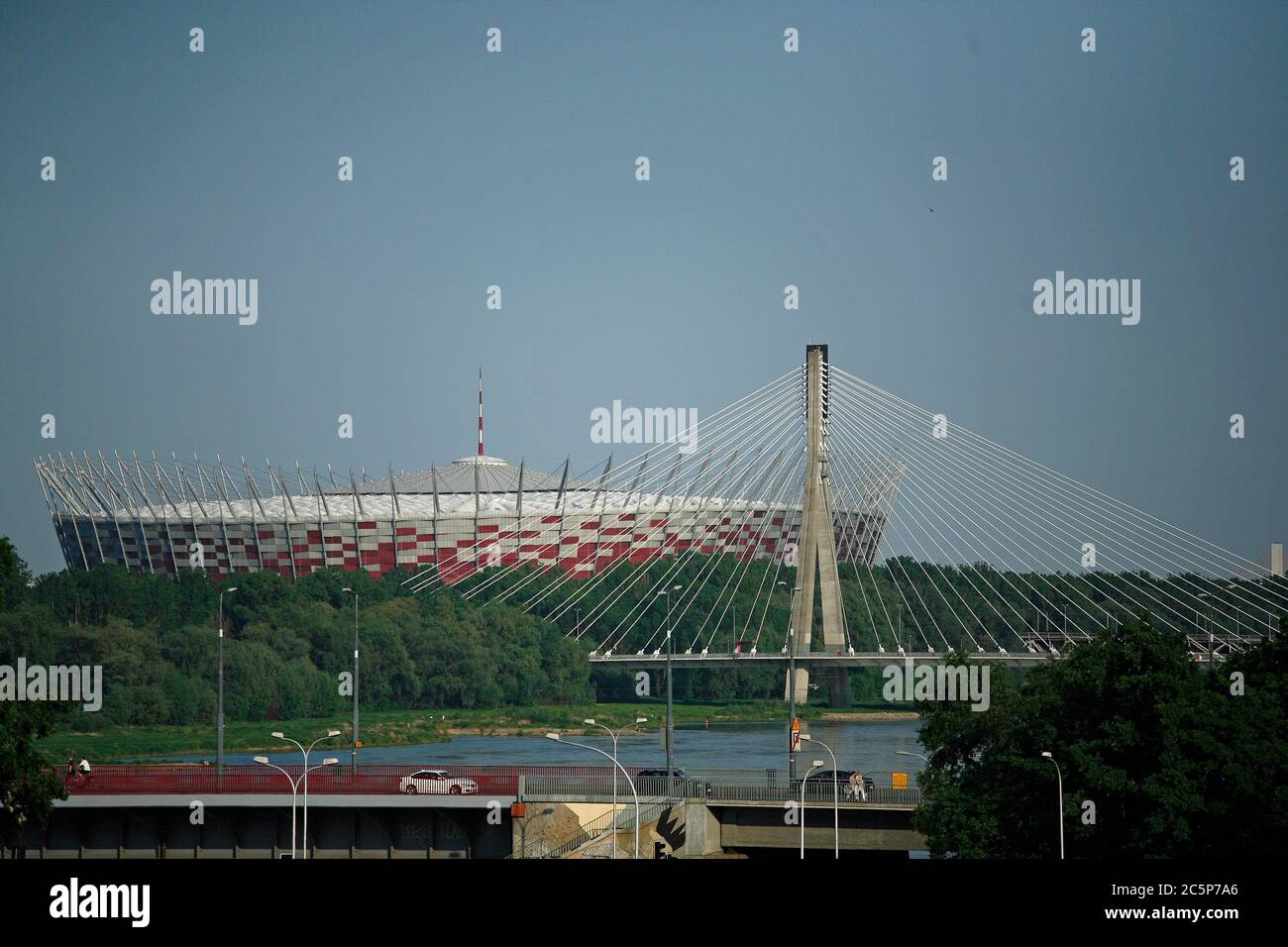 View over the Polish national football stadium (Stadion Narodowy) over ...