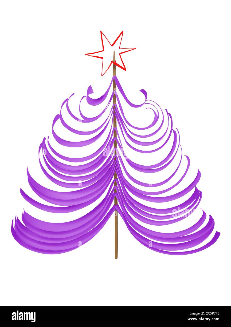 Violet Christmas tree made of paper isolated on white. Clipping path ...