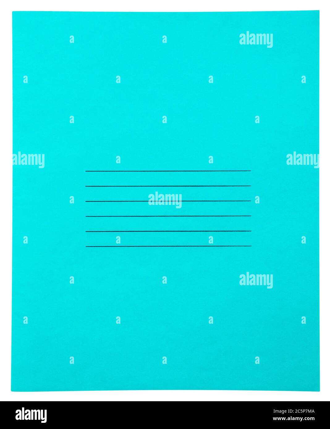 Closed light blue notebook isolated on white background with clipping ...