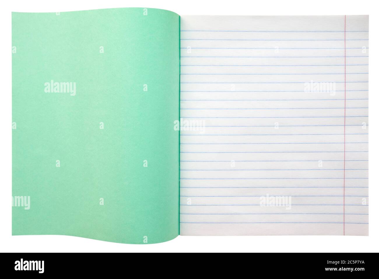 Opened the notebook with lines isolated on white background with ...