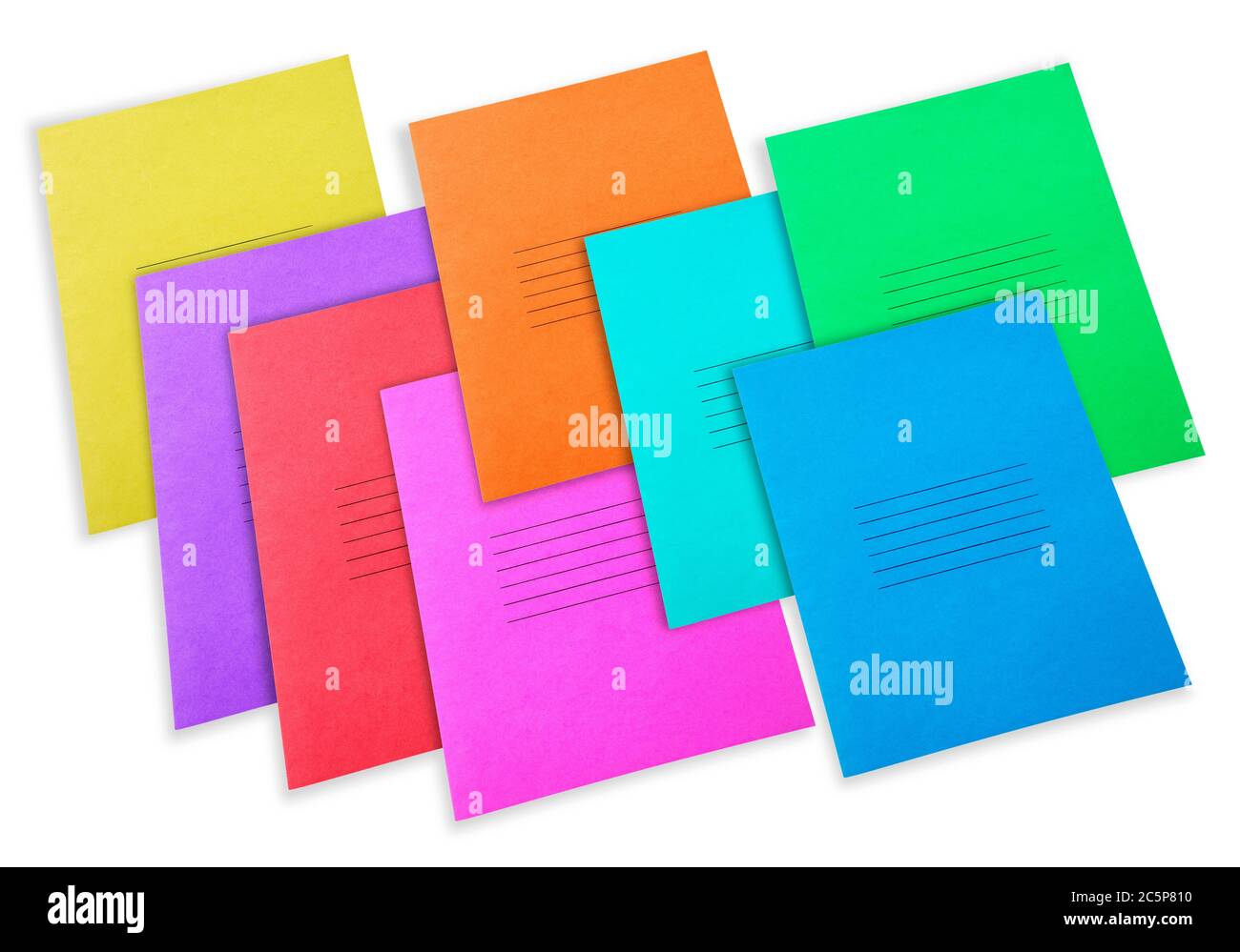 Closed colorful notebooks over white background Stock Photo - Alamy