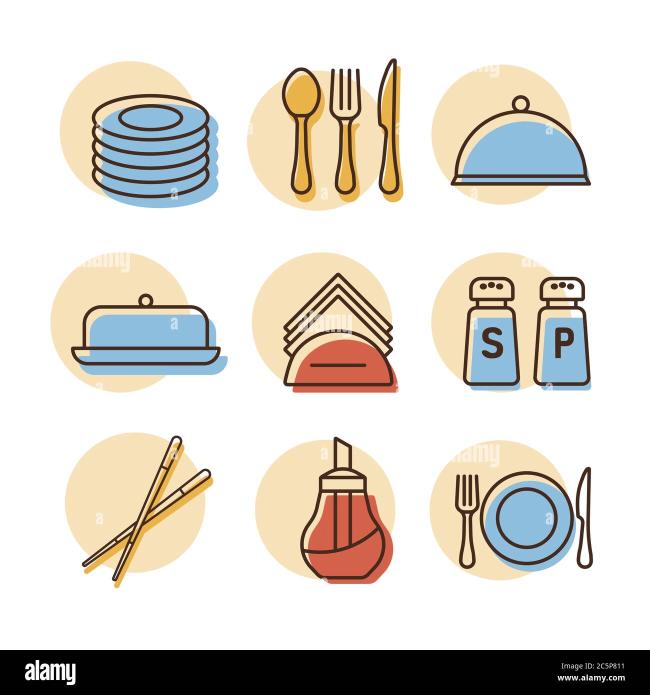 Restaurant vector icon set. Serving food sign. Graph symbol for cooking ...