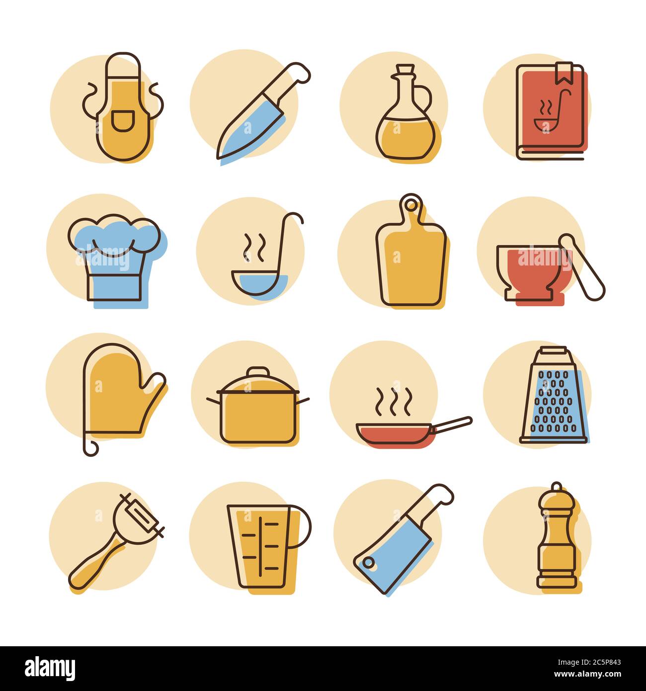 Cooking foods and kitchen vector icon set. Graph symbol for cooking web ...