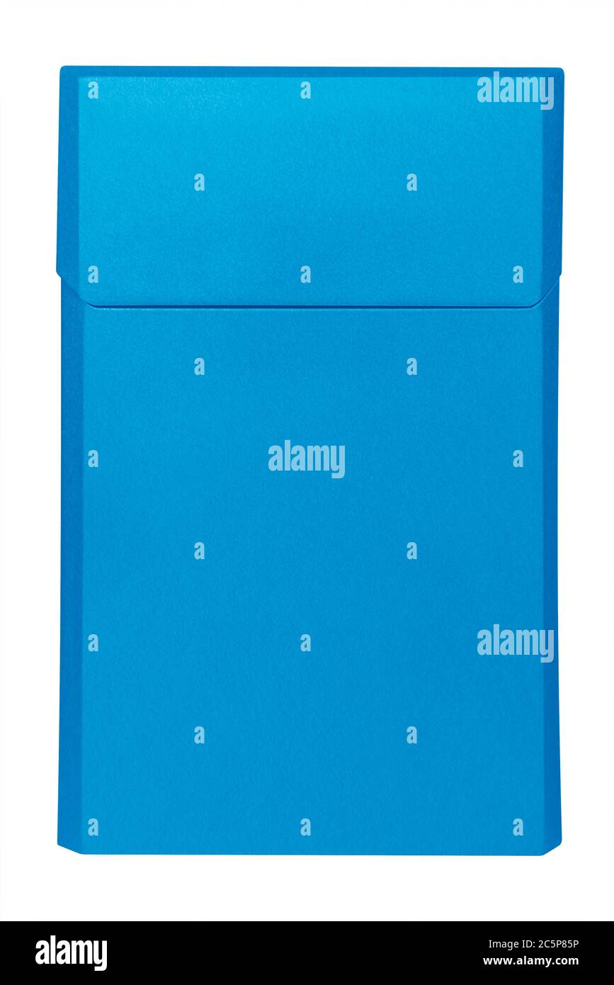 Closed blank light blue cigarettes pack box isolated on white. Clipping ...