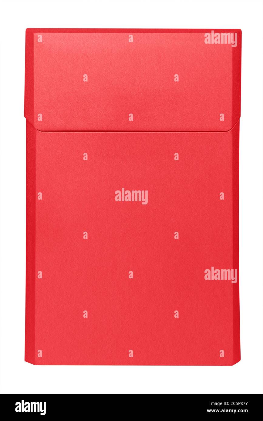Closed blank red cigarettes pack box isolated on white. Clipping path ...