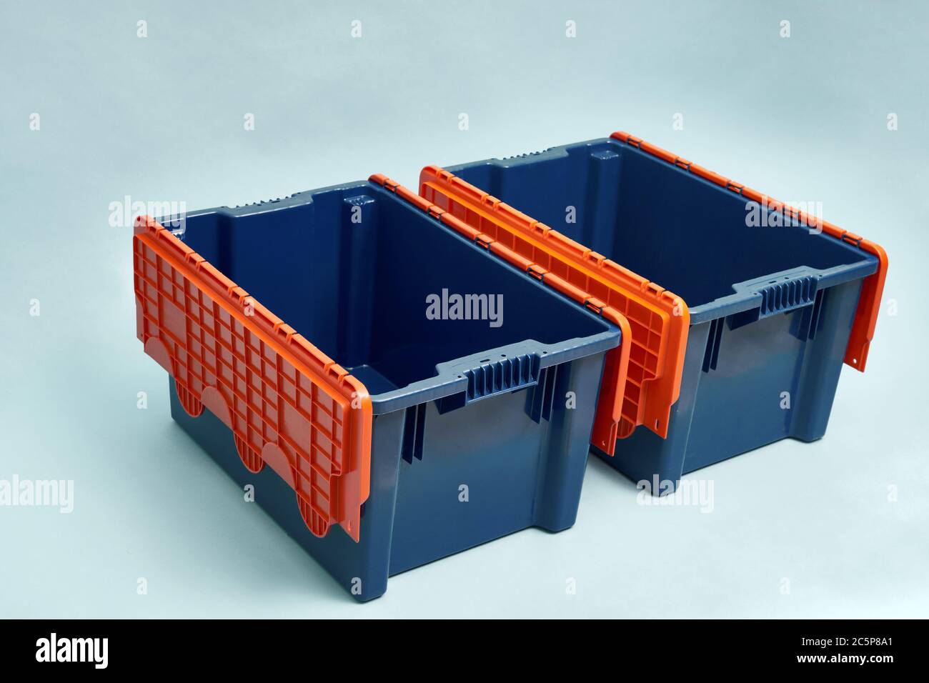 Plastic storage boxes. Boxes for the delivery of products. Orderly ...