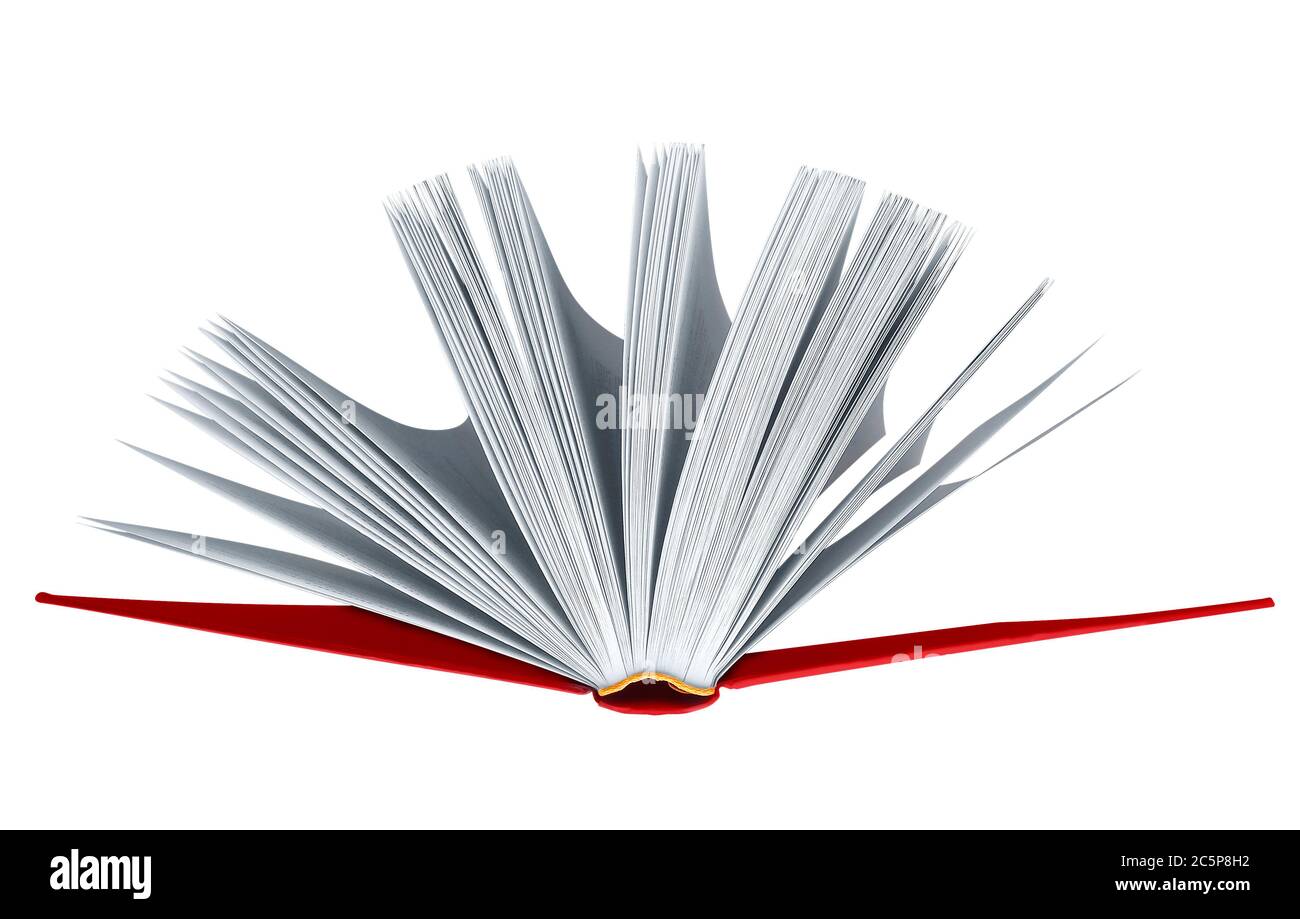 Open red book isolated on white background with clipping path for your ...