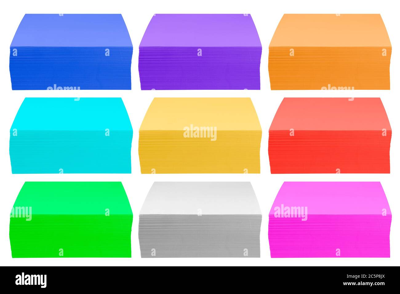 Blocks of colorful notepads, isolated on white Stock Photo - Alamy