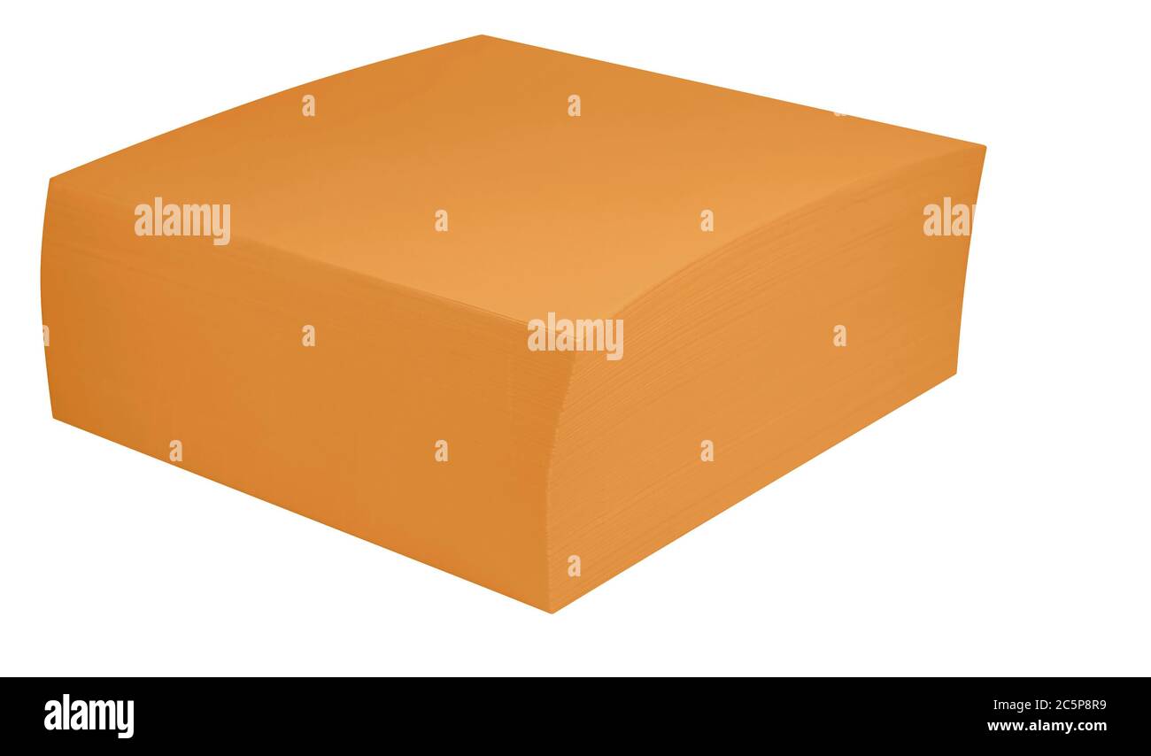 A block of orange notepads, isolated on white. Clipping path included ...