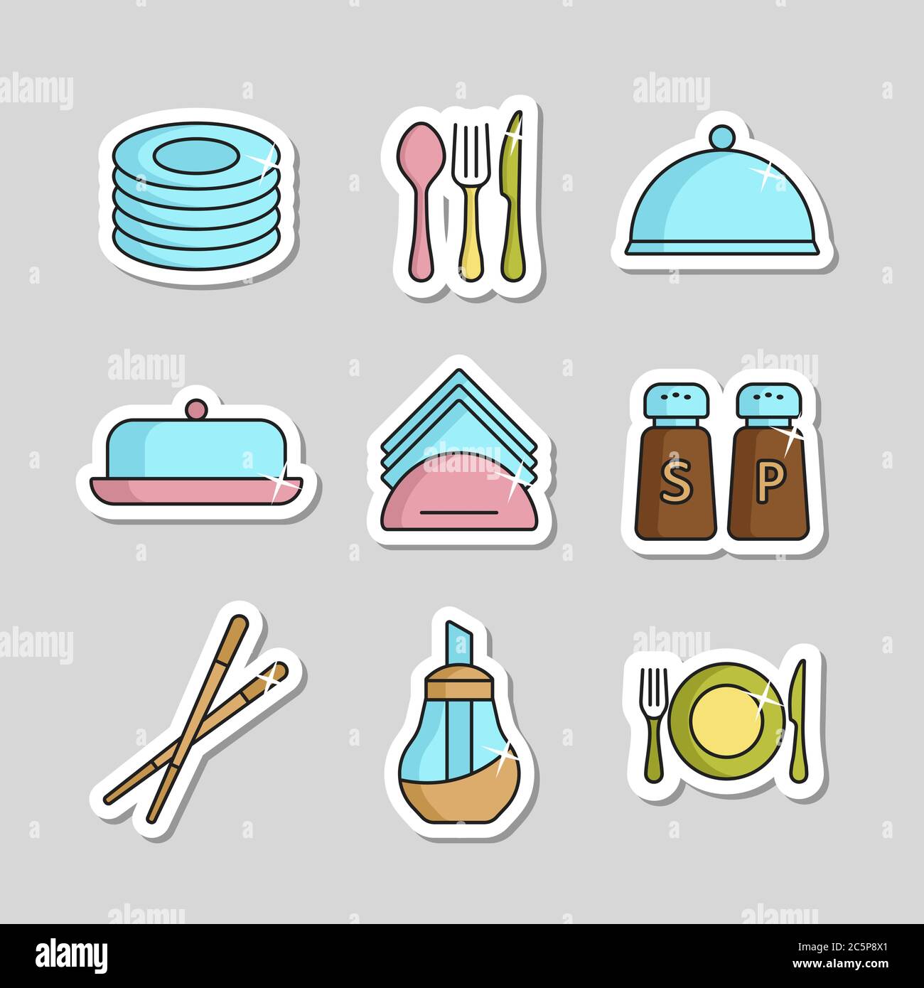 Restaurant vector icon set. Serving food sign. Graph symbol for cooking ...