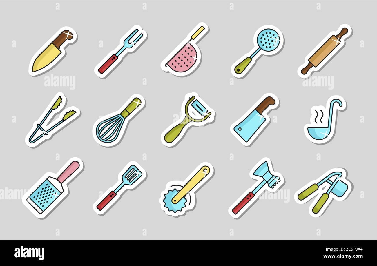 Kitchenware and kitchen vector icon set. Graph symbol for cooking web ...