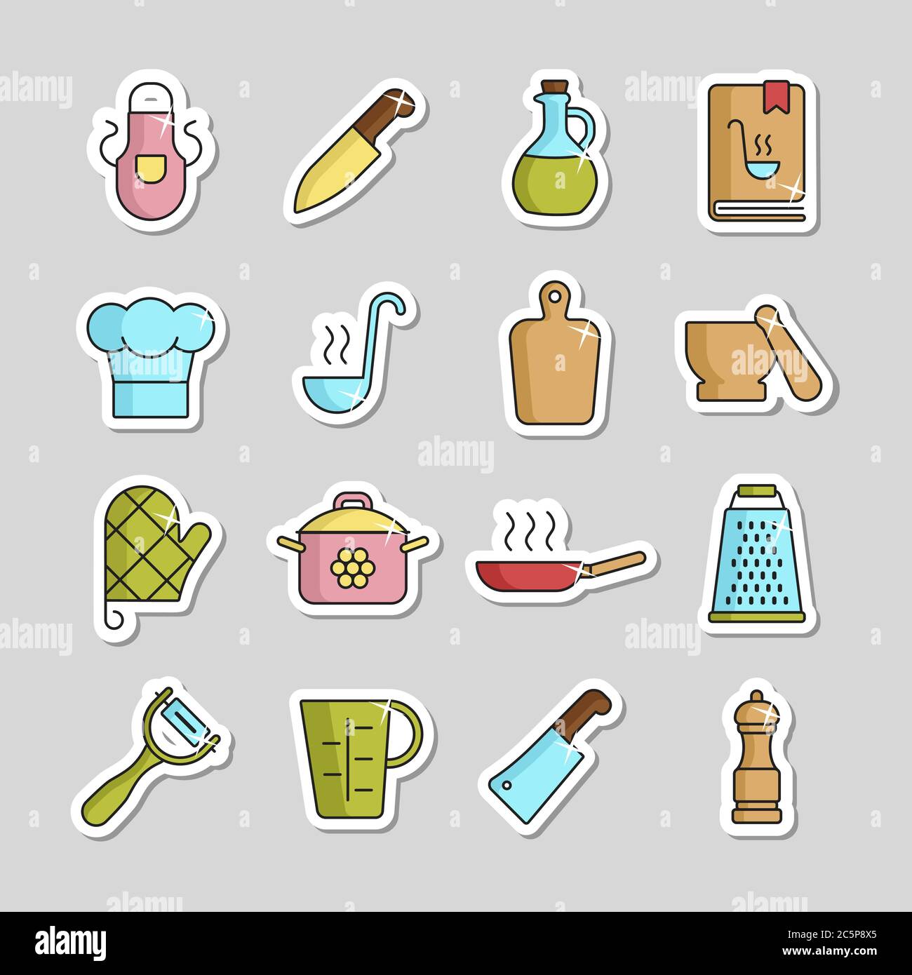 Cooking foods and kitchen vector icon set. Graph symbol for cooking web ...