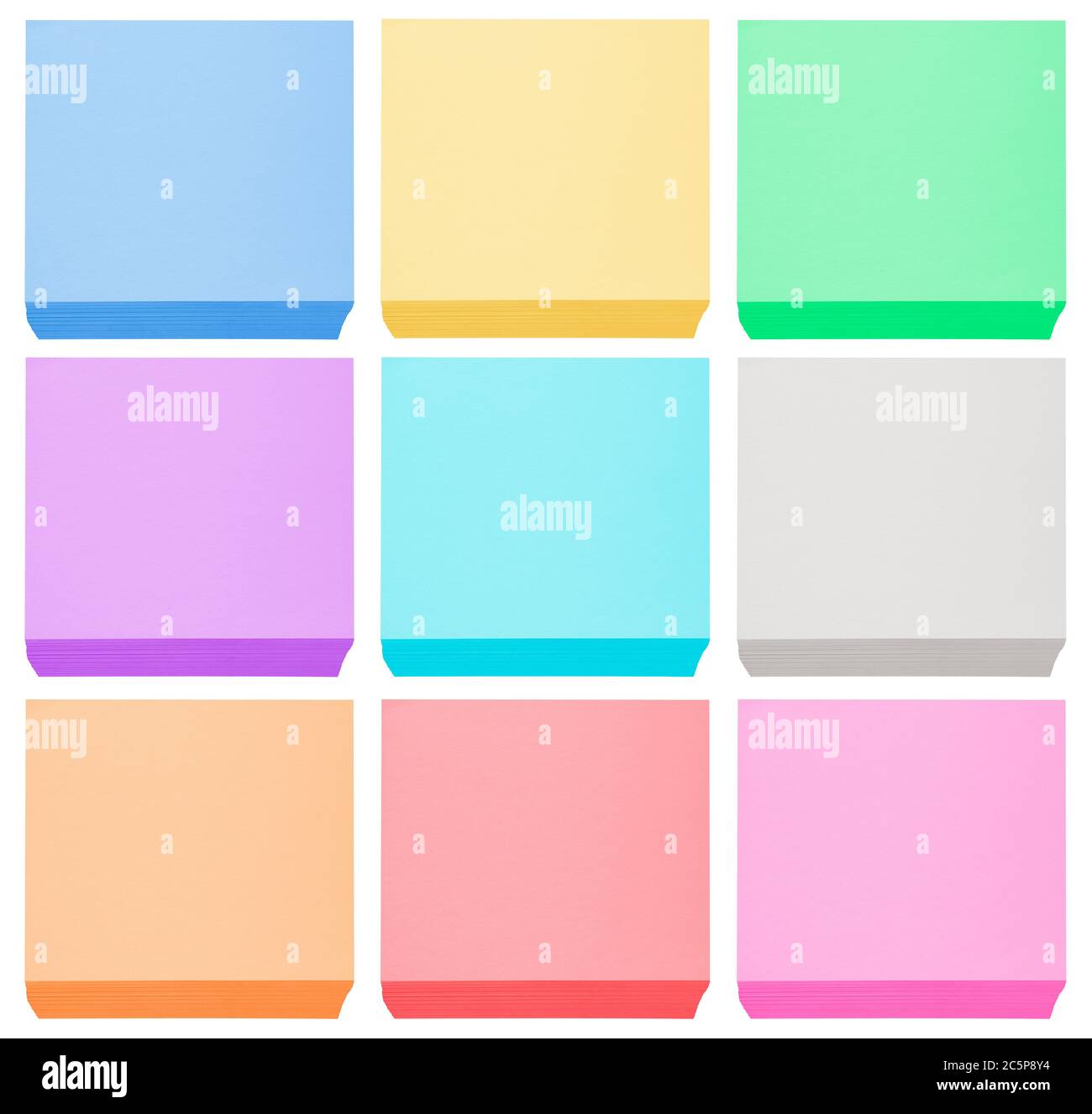 Blocks of colorful notepads, isolated on white Stock Photo - Alamy
