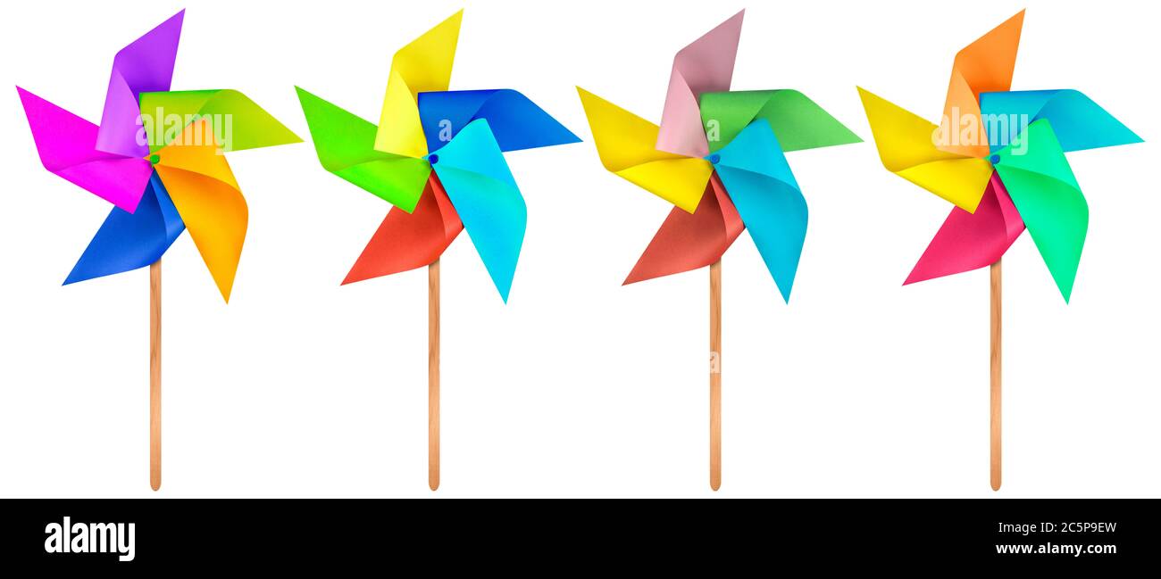 Colorful paper windmill pinwheels isolated on white Stock Photo - Alamy
