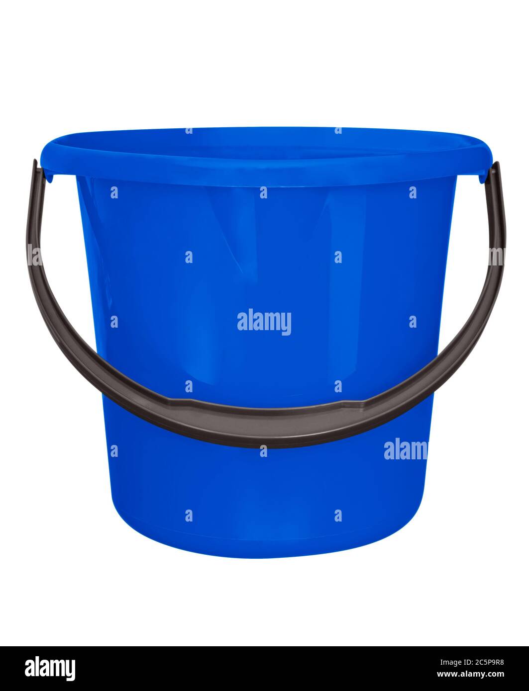 Blue plastic bucket isolated on white background with Clipping path ...