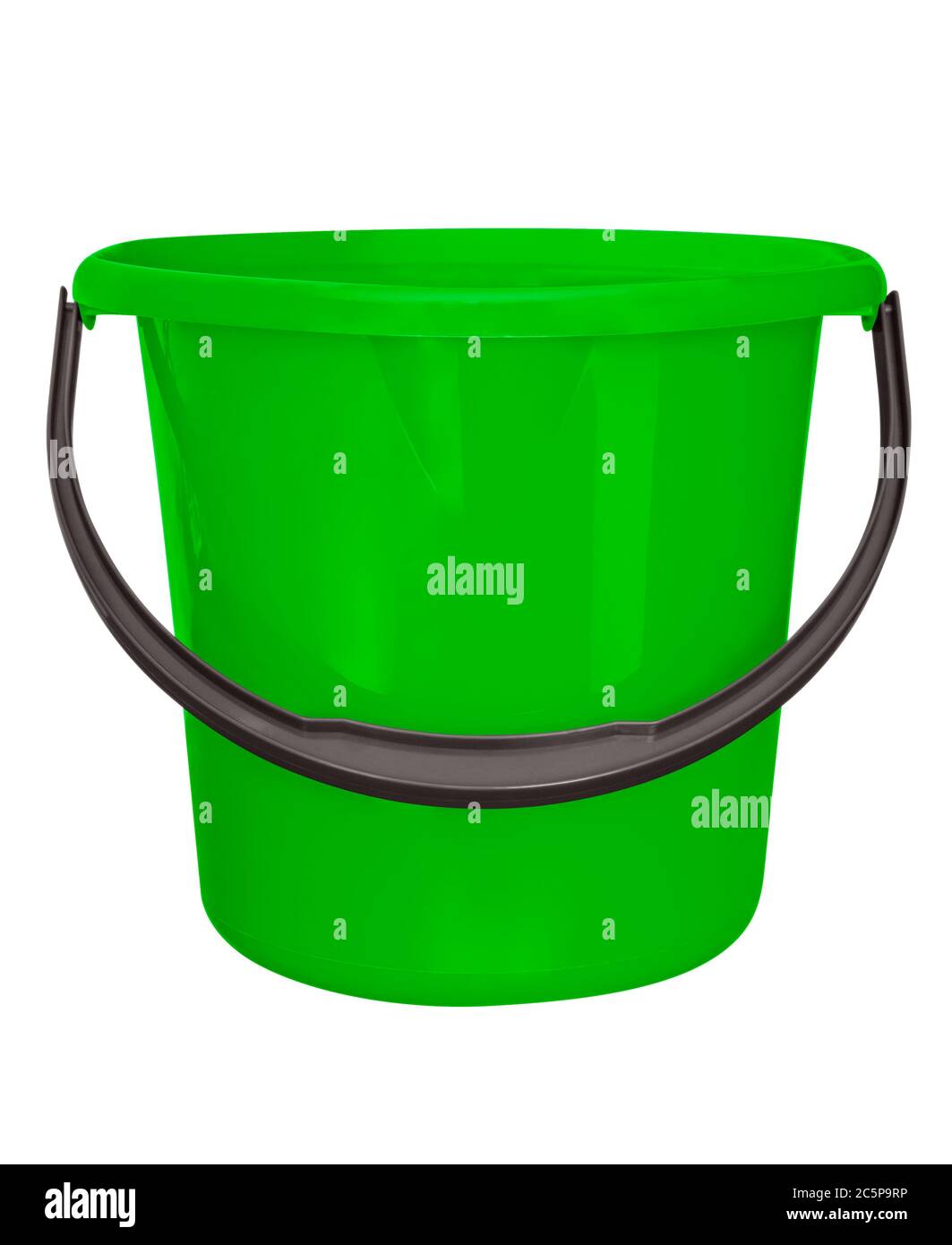 Green plastic bucket isolated on white background with Clipping path ...