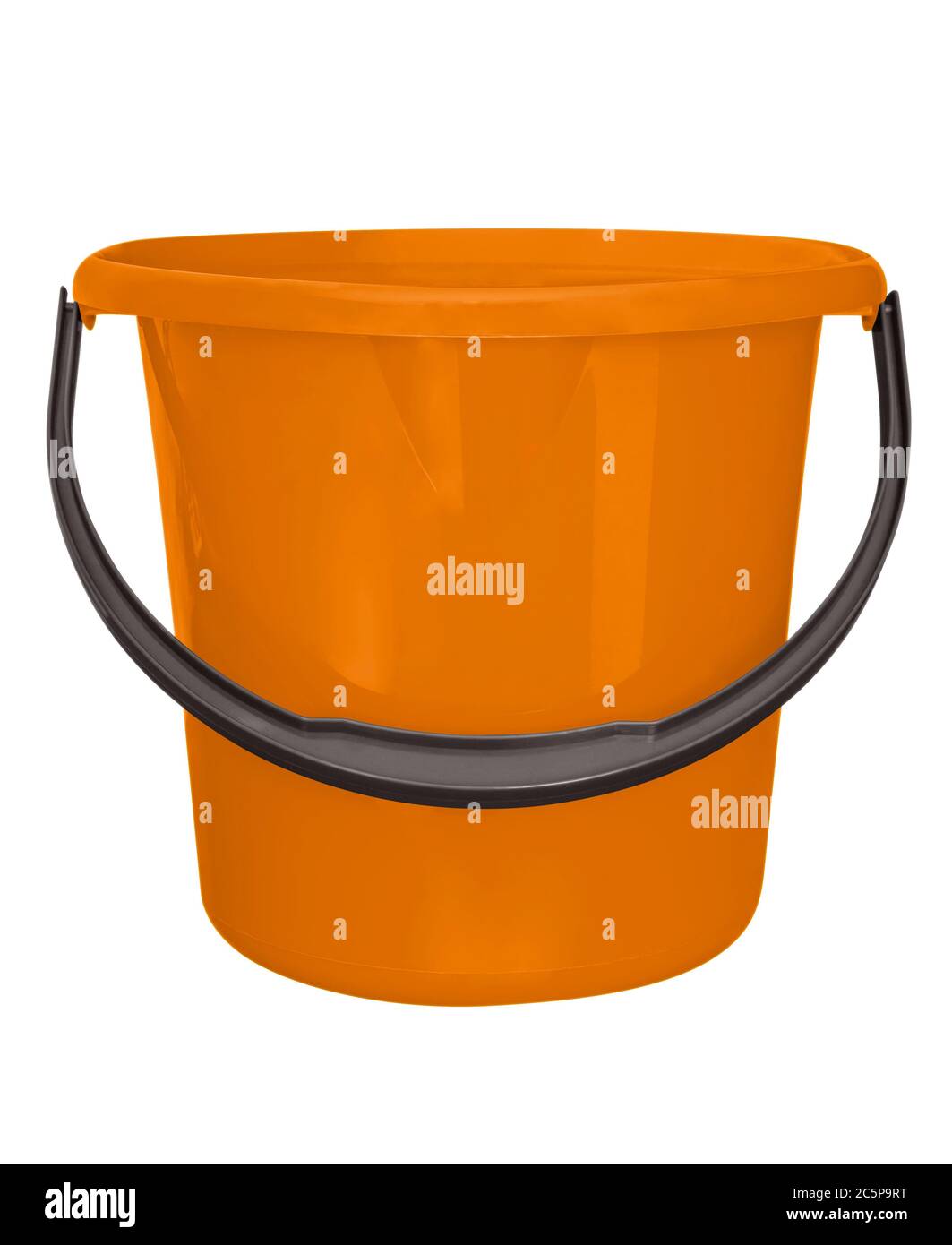 Orange plastic bucket isolated on white background with Clipping path ...