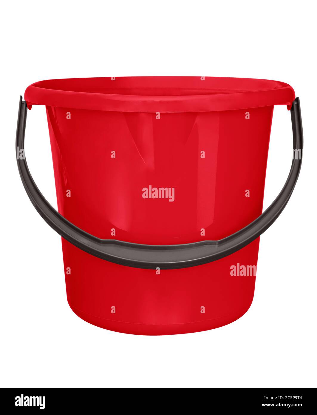 Red plastic bucket isolated on white background with Clipping path ...