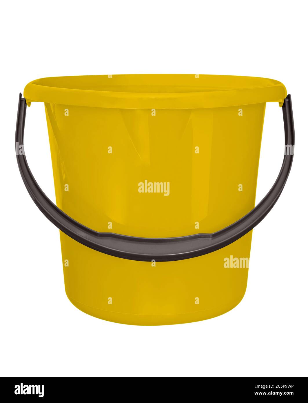 Yellow plastic bucket isolated on white background with Clipping path ...