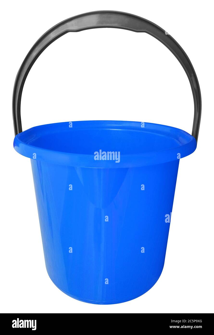 Light blue plastic bucket isolated on white background with Clipping ...