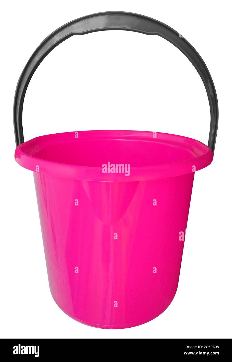 Pink plastic bucket isolated on white background with Clipping path ...