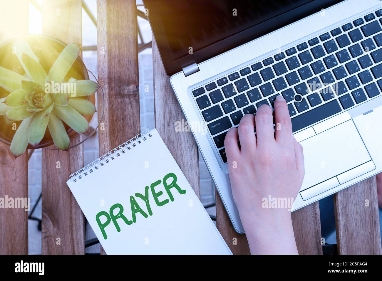 Text sign showing Prayer. Business photo showcasing solemn request for ...