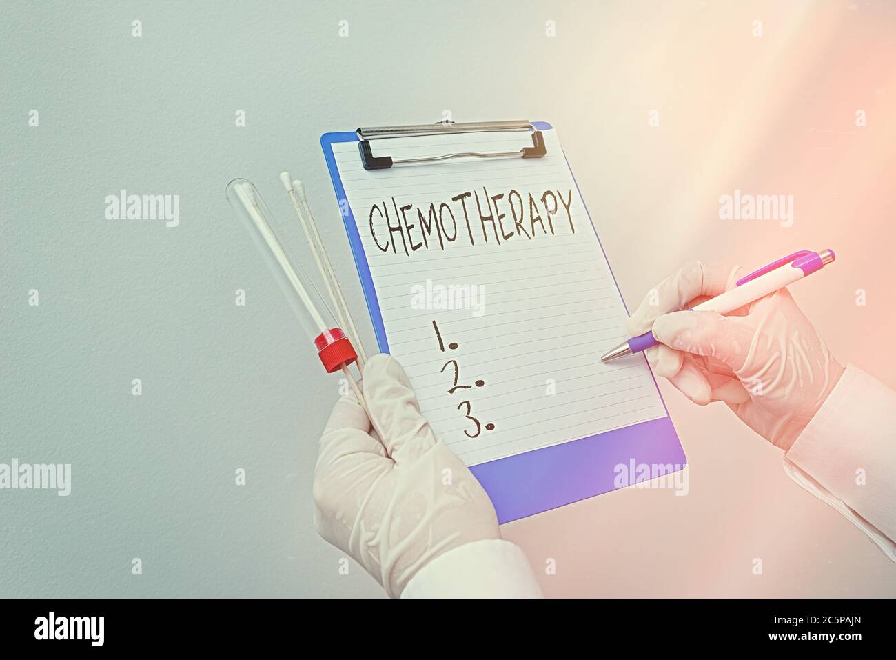 Handwriting text Chemotherapy. Conceptual photo the treatment of ...