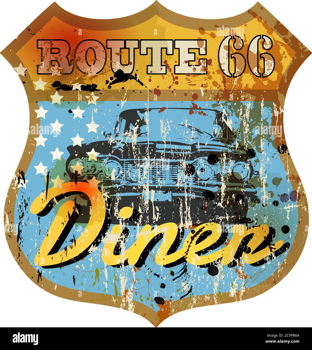 Vintage route 66 diner sign,old fast food restaurant advertsing sign ...